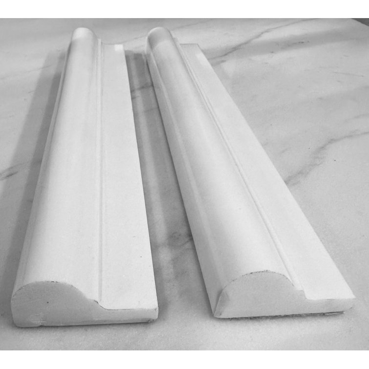 Tileville 2" x 12" Polished Marble Chair Rail Tile Trim in White - Wayfair Canada